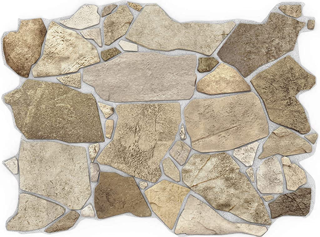 CONCORD WALLCOVERINGS ™ Retro-Art 3D Wall Panels, Pack of 10, Wild Stone in Brown Beige Grey, Faux Rock Panel, PVC, 17.5" x 23.75", Pack of 10 Cover 28.86 sq.ft. (563WB)