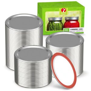 100-count, wide mouth canning lids for ball, kerr jars - split-type metal mason jar lids for canning - food grade material, 100% fit & airtight for wide mouth jars (86mm)