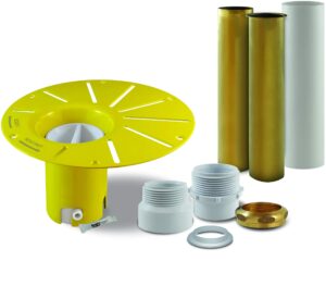 drop-in drain installation kit for freestanding bathtub - with white pvc pipe and brass pipes