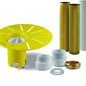 DROP-IN DRAIN Installation Kit for Freestanding Bathtub - with White PVC Pipe and brass pipes