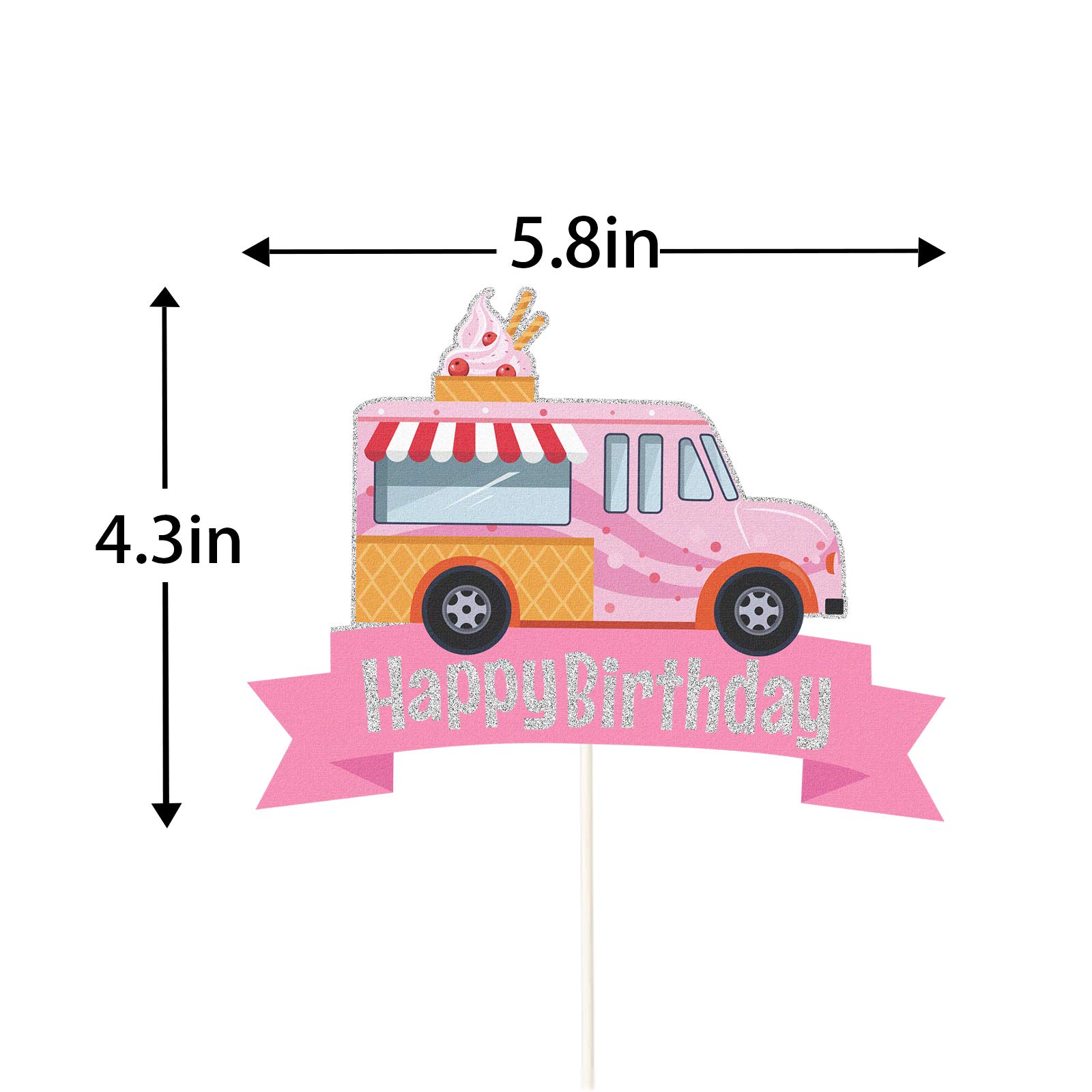 Ice Cream Truck Happy Birthday Cake Topper, Ice Cream Truck Cake Decor, Summer Birthday Party Supplies, Summer Ice Cream Themed Party Decoration