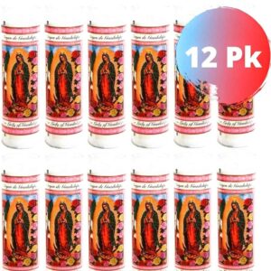 Our Lady of Guadalupe Religious Candle, Devotional, Vigil, Novena, Prayer, Saints, Candles, White, 12pk (1 Case)