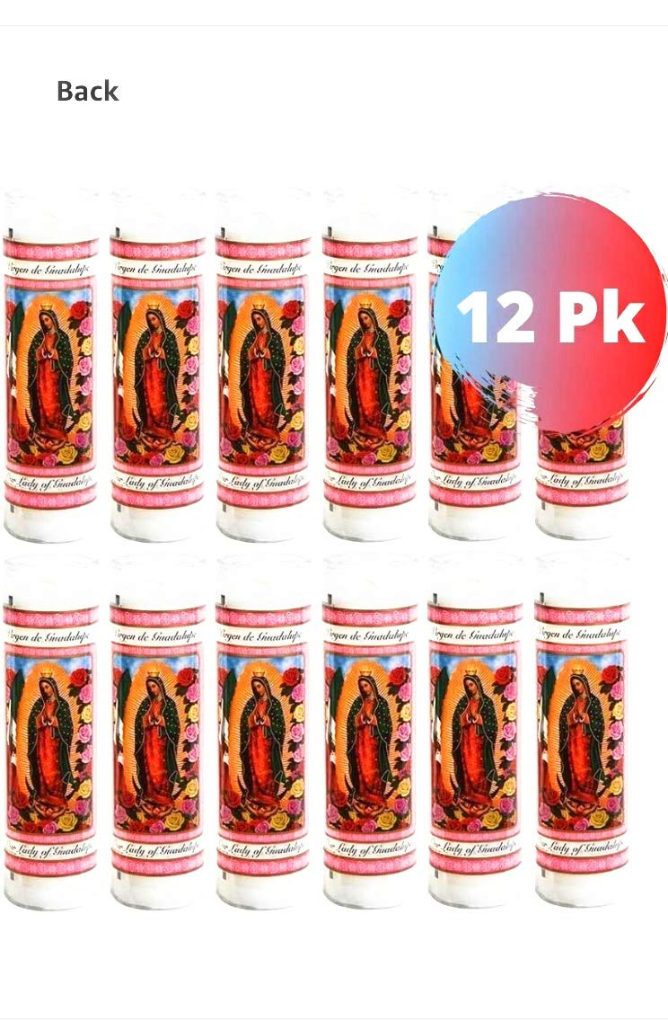 Our Lady of Guadalupe Religious Candle, Devotional, Vigil, Novena, Prayer, Saints, Candles, White, 12pk (1 Case)