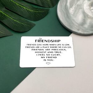 Vadaka Friendship Card Gift Best Friend Card Gift Metal Wallet Insert Card for Teens Friend Inspirational Card Appreciation Gift Engraved Wallet Inserts Card Birthday Graduation Gifts for Sister Card