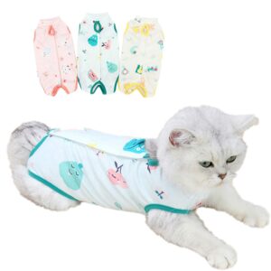 taozua cat recovery suit for abdominal wounds or skin diseases,professional e-collar alternative after surgery wear anti licking wounds for cats/dogs (one piece-lemon yellow, m(3.3lb-5.5lb))