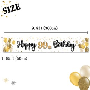 LASKYER Happy 99th Birthday Decorations,99th Gold Balloon Large Birthday Hanging Banner Sign,99 Years Old Bday Party Supplies.