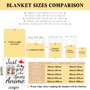 Anime Girl Just A Girl Who Loves Anime Blanket Throw, Flannel Fleece Microfiber Lightweight Soft Cozy Luxury for All Season in Home Bed Sofa Chairs Dorm 50"x40" Blanket for Kids