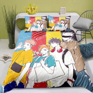 anime jujutsu kaisen bedding sheet sukuna yuji itadori twin king queen full 3pcs quilt cover pillow cases set