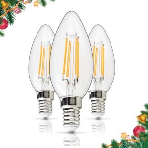 bluestars christmas decoration c35 4w led bulb e14 european base (40 watt equivalent), 2700k warm white, 450lm, candle shape clear glass for chandeliers, ceiling fans, wall sconces - pack of 3