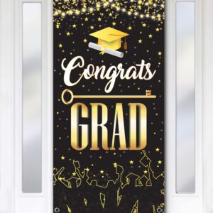 KatchOn, Congrats Grad Graduation Door Banner - Large, 74x36 Inch | Graduation Banner, Black and Gold Graduation Decorations Class of 2024 | Congrats Grad Banner for 2024 Graduation Party Decorations