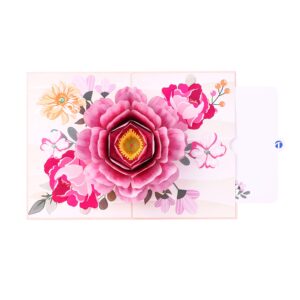 TRUANCE Pop Up Greeting Card, Pink Peony Flower, Birthday, Thank You Card, All Occasions