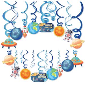 kristin paradise 30ct space hanging swirl decorations, galaxy party supplies, outer space birthday theme decor for boy girl baby shower, astronaut 1st bday favors idea