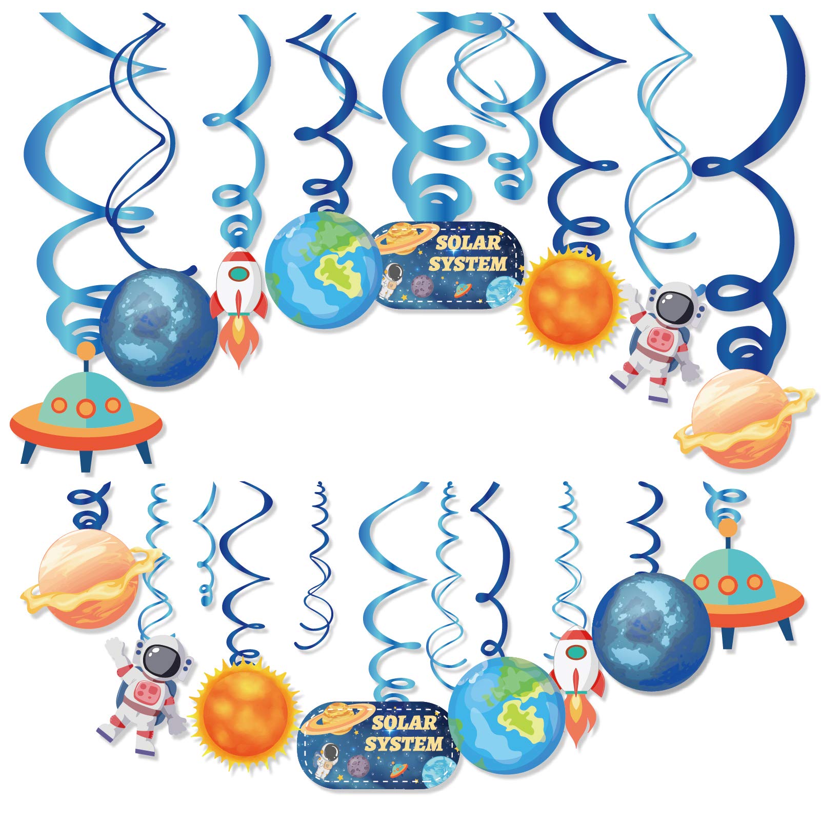 Kristin Paradise 30Ct Space Hanging Swirl Decorations, Galaxy Party Supplies, Outer Space Birthday Theme Decor for Boy Girl Baby Shower, Astronaut 1st Bday Favors Idea