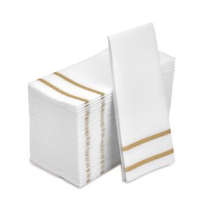 paper hand towels for bathroom, linen-feel guest towels, formal dinner, anniversary, napkins for tables, guestrooms, and restrooms (gold, 50 count)