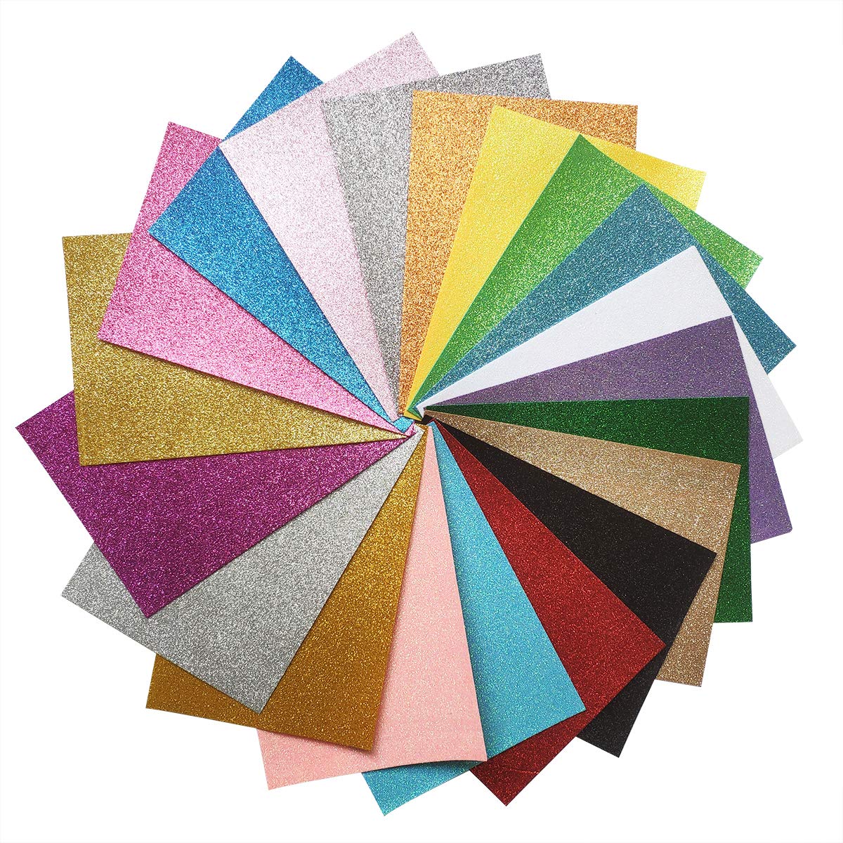 Misscrafts 20pcs Glitter Felt Sheets Solid Glitter Fabric 21 x 30cm Craft Felt 20 Colors for DIY Bag Hair Clips Hat Making