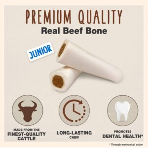 Cadet Junior Stuffed Shin Bones - Highly Digestible, High Protein, Long-Lasting Dog Chew Bone for Aggressive Chewers, Supports Dental Health, - Peanut Butter Flavor, Petite (2 Count)