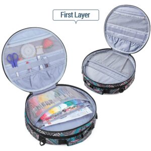 LoDrid Embroidery Bag, Double-Layer Round Embroidery Project Storage Bag for Storing Embroidery Kits and Cross Stitch Kits, with Handle and Shoulder Strap, Totem, Bag Only