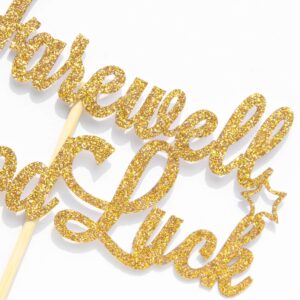 Betalala Farewell Good Luck Cake Topper, Congrats Grad 2021, Happy Retirement, 2021 Graduation Retirement Party Decorations Gold Glitter.