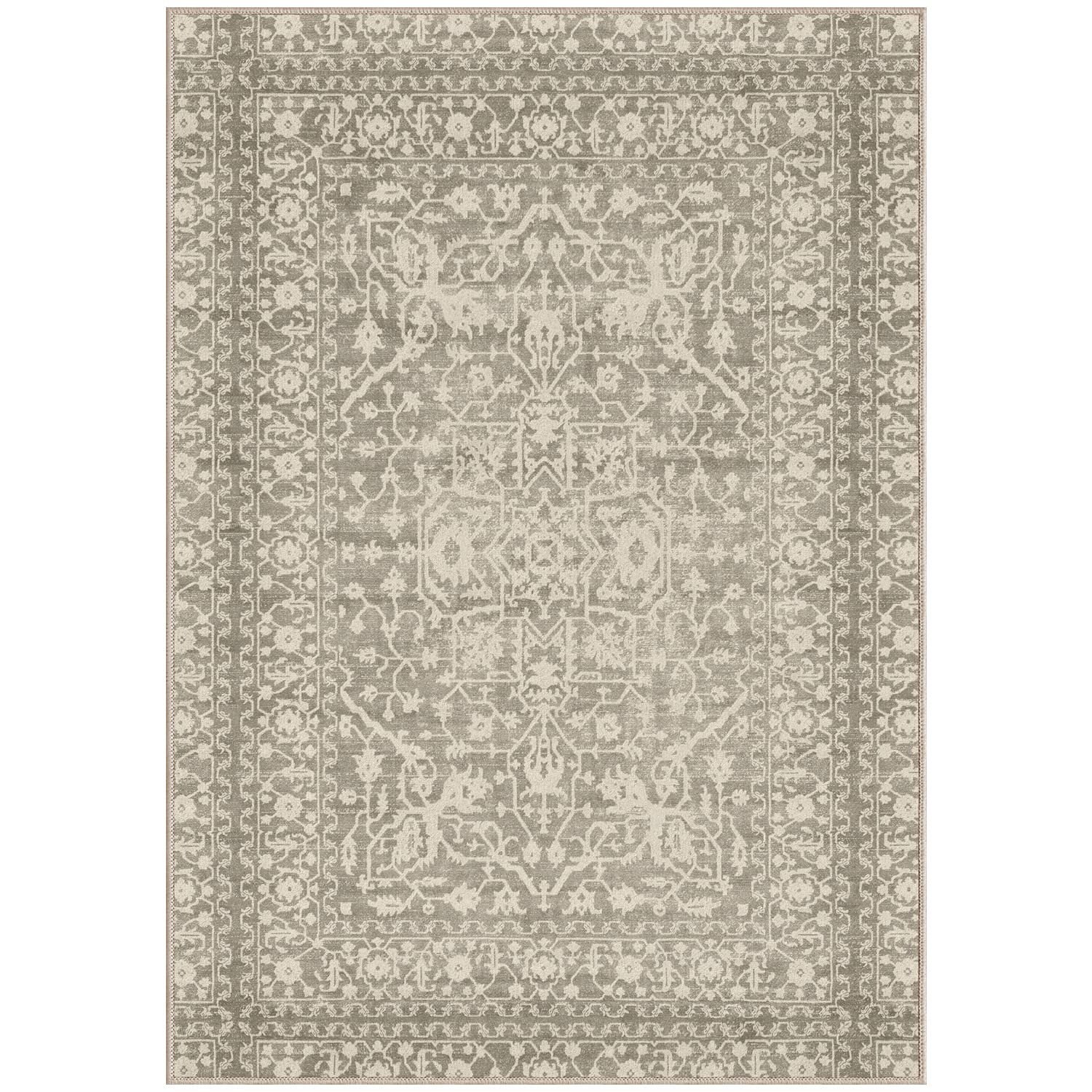 GelPro Nevermove Artisan Machine-Washable Chenille Textured Rug with GellyGrippers, 24" x 34" Kitchen, Khaki