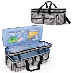 yarwo double-layer carrying bag compatible for cricut maker, cricut explore air (air 2), silhouette cameo 4, travel storage case for die-cut machine and craft accessories, dots (patent pending)