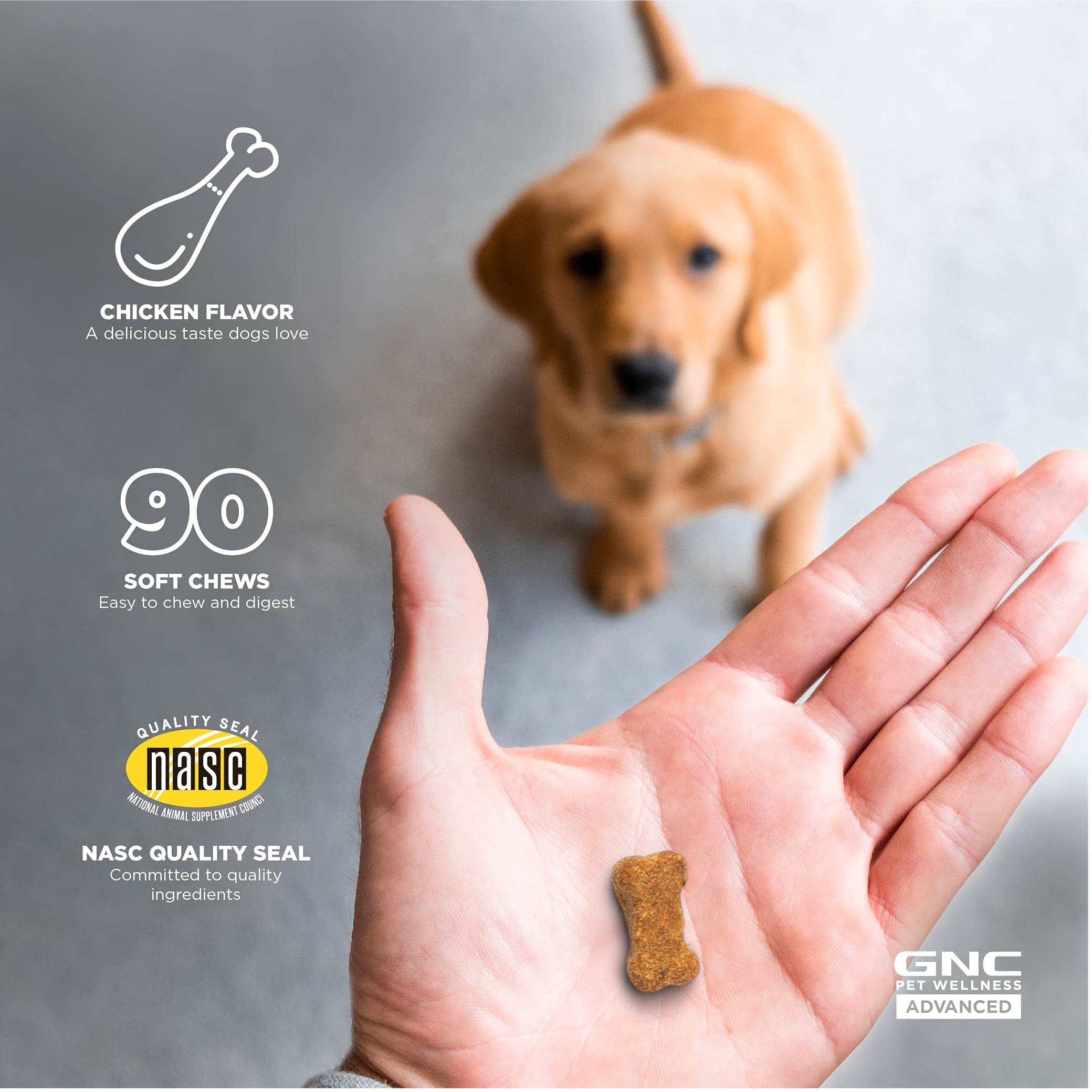 GNC Pets Advanced Weight Support Dog Supplement Soft Chews | Weight Control Dog Supplement for Adult Dogs | 90 Ct Chicken Flavor Weight Management Dog Supplement,FF14874