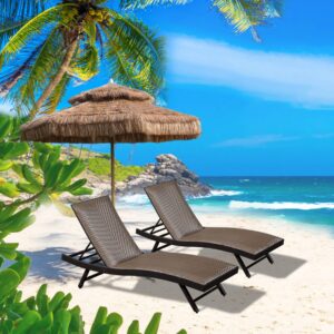 domi outdoor chaise lounge set of 2, aluminum wicker lounge chair with padded quick dry foam and wheels, pool lounge chair for garden, beach, patio, sunbathing