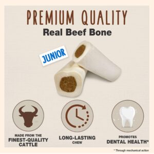 Cadet Junior Stuffed Shin Bones - Highly Digestible, High Protein, Long-Lasting Dog Chew Bone for Aggressive Chewers, Supports Dental Health, - Peanut Butter Flavor, Mini (2 Count)