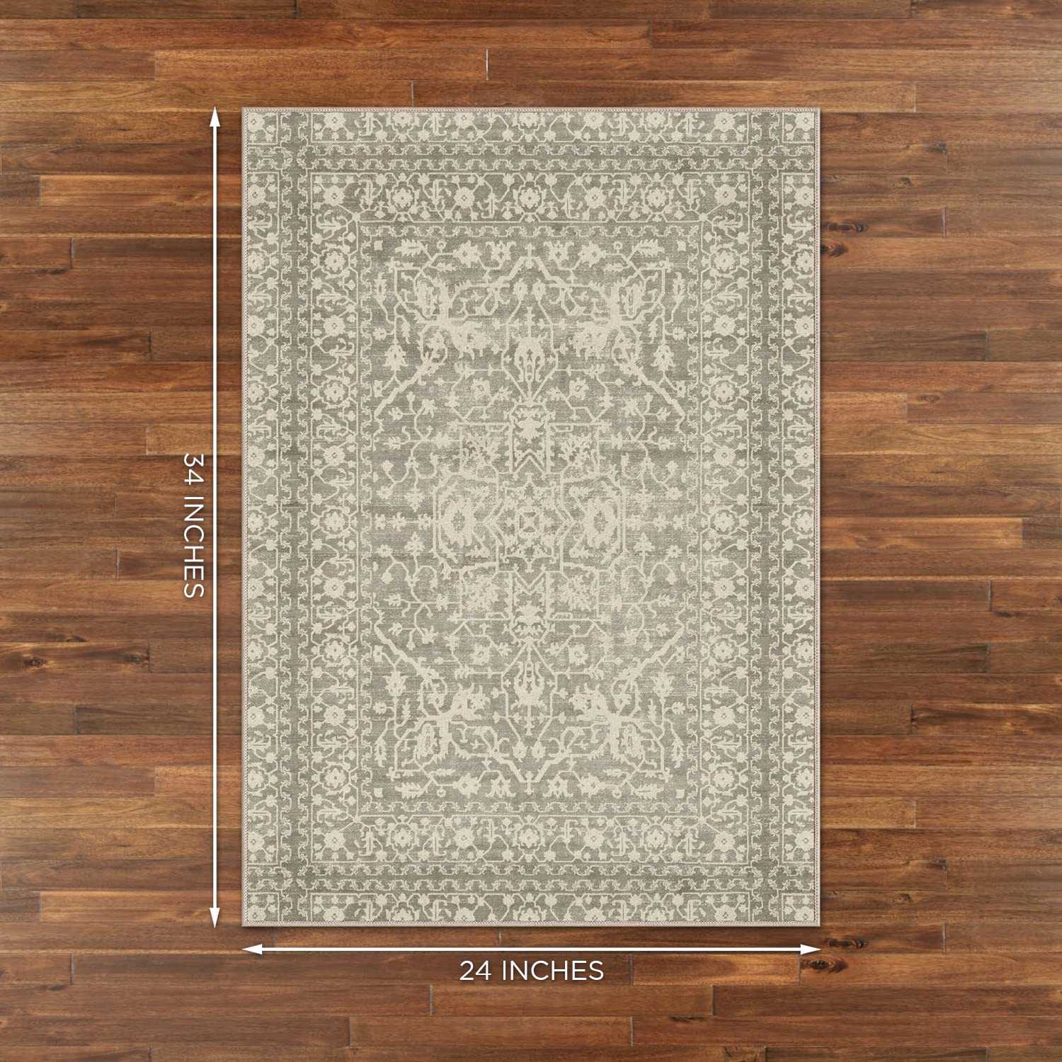 GelPro Nevermove Artisan Machine-Washable Chenille Textured Rug with GellyGrippers, 24" x 34" Kitchen, Khaki