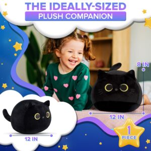 3d Black Cat Plush Toy - Stuffed Cat Plush Pillow Black Cat Stuffed Animal Cute Cat Plush Black Cat Plushies for Girls Black Cat Pillow - Cat Plushy Cat Stuffed Animals Cats Plush Toys Black Cat Gifts