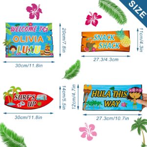 Jetec 20 Pieces Luau Party Welcome Sign, Tropical Hawaiian Summer Themed Decorations Sign Front Door with 4 Sheet Stickers