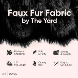 EOVEA Shaggy Faux Fur Fabric by The Yard - 18" X 60" Inch Wide - Fluffy Fur Fabric- Plush Furry Materials - Fuzzy Craft Supply for DIY, Halloween, Upholstery, Costume, Sewing(Black,Half Yard)