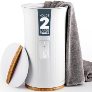 live fine towel warmer | bucket style luxury heater with led display, adjustable timer, auto shut-off | fits 40” x 70” oversized towel