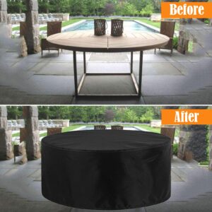 XYXH Round Patio Table Covers Waterproof 45"x30", Garden Furniture Covers, Outdoor Patio Furniture Covers, Oxford Fabric Windproof Moisture-Proof Tear-Resistant - for Table Chair Sofa