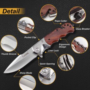 Carimee Multi-function Pocket Knife, 3-in-1 Tactical Knife With Glass Breaker and Seatbelt Cutter, Folding Knife, 2023 Gift for man and women