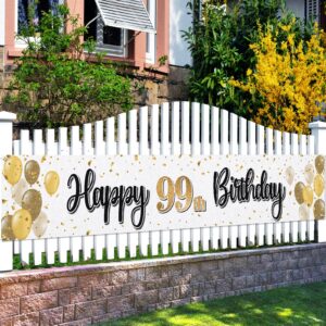 laskyer happy 99th birthday decorations,99th gold balloon large birthday hanging banner sign,99 years old bday party supplies.