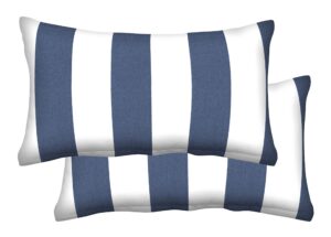 honeycomb indoor/outdoor stripe stone beige toss pillow: recycled fiberfill, weather resistant, comfortable and stylish pack of 2 pillows for patio furniture: 21" w x 12" l