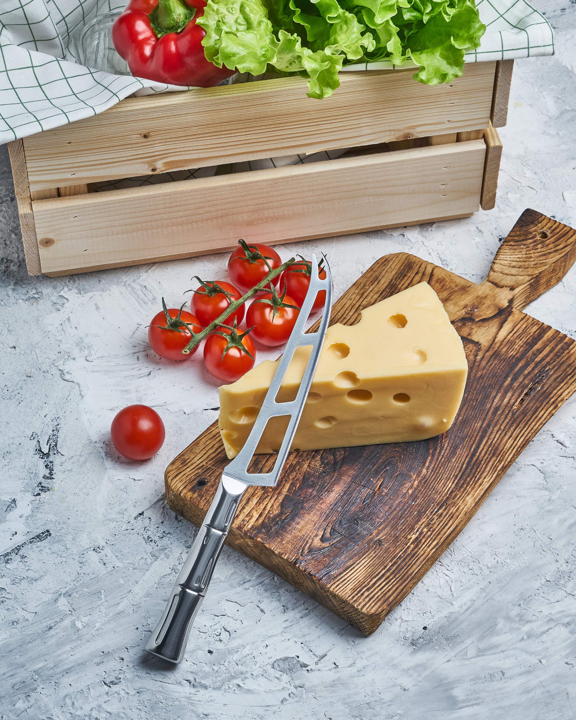 SAMURA BAMBOO Soft Cheese Knife 5.3''/135 mm - Premium Stainless Steel Blade, Ergonomic Handle for Effortless Slicing