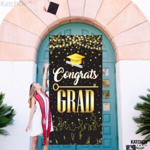 KatchOn, Congrats Grad Graduation Door Banner - Large, 74x36 Inch | Graduation Banner, Black and Gold Graduation Decorations Class of 2024 | Congrats Grad Banner for 2024 Graduation Party Decorations