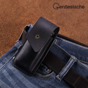 Gentlestache Leather Knife Sheath for Belt, EDC Leather Belt Organizer, Belt Sheath for Multitool and Flashlight, Color Black