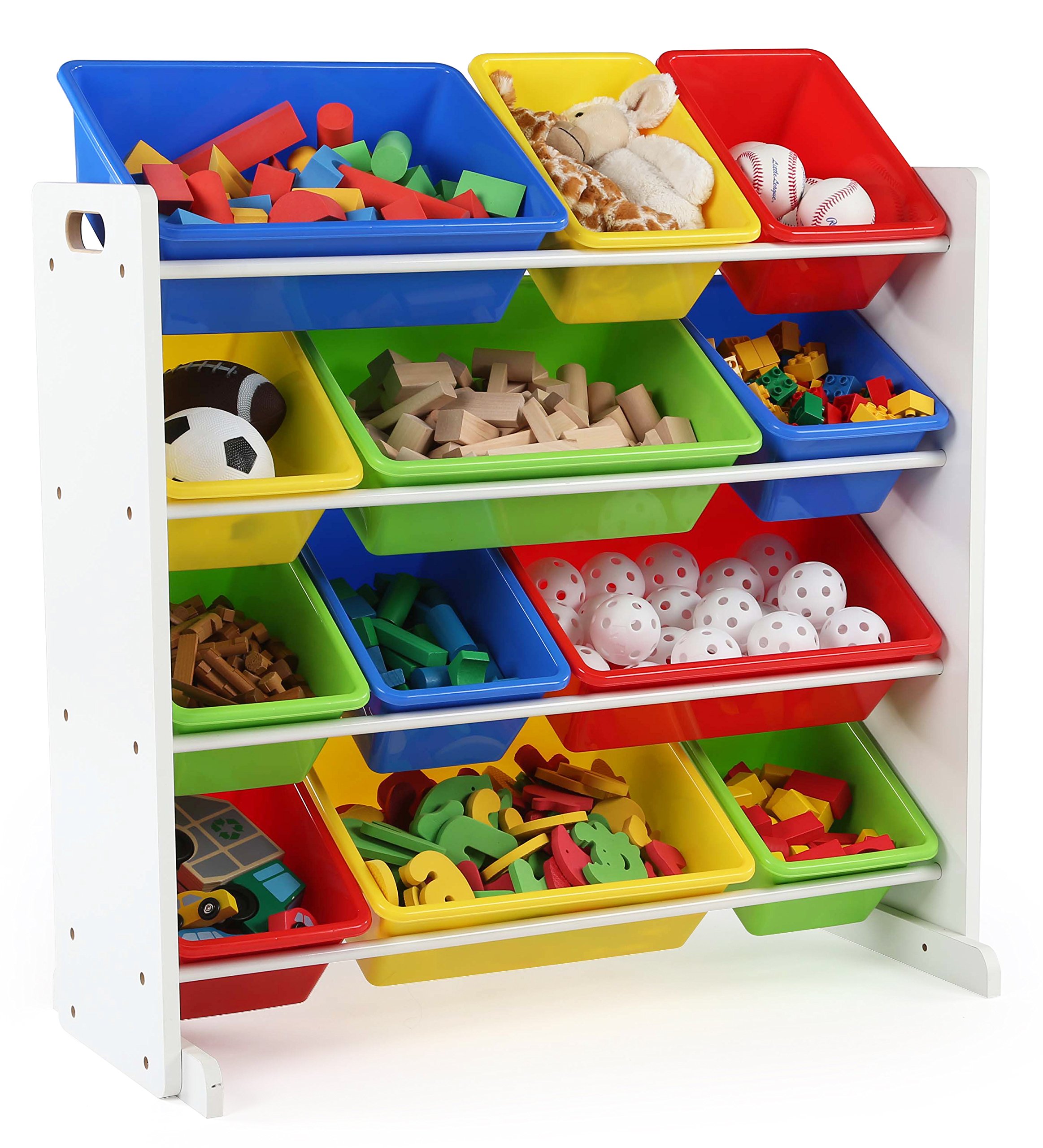 Humble Crew, White/Primary Kids' Toy Storage Organizer with 12 Plastic Bins & Crew, White/Primary Kids Book Rack Storage Bookshelf