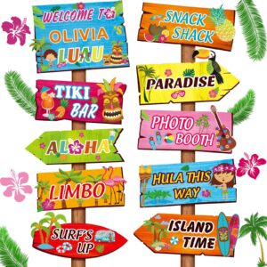 jetec 20 pieces luau party welcome sign, tropical hawaiian summer themed decorations sign front door with 4 sheet stickers