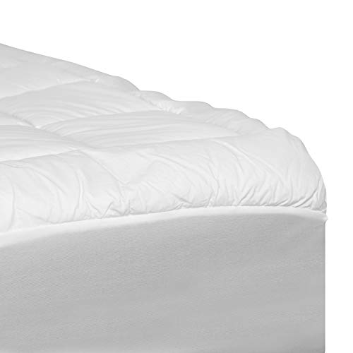 Flash Furniture Capri Comfortable Sleep Mattress Pad-Cotton Top-Deep Pockets-Hypoallergenic, Full, White