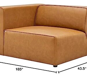 Modway Mingle Vegan Leather 5-Piece Sectional Sofa, Tan