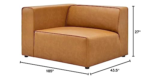 Modway Mingle Vegan Leather 5-Piece Sectional Sofa, Tan