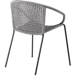 Armen Living LCSNSIGRY Snack Modern Indoor Outdoor Patio Stackable Steel and Rope Dining Chair, Grey