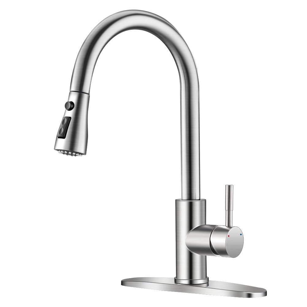 Brushed Nickel Kitchen Faucets with Pull Down Sprayer Kitchen Sink Faucet with Pull Out Sprayer Single Hole Deck Mount Single Handle Stainless Steel Grifos De Cocina 866068SN