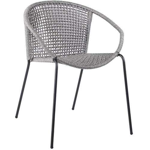 Armen Living LCSNSIGRY Snack Modern Indoor Outdoor Patio Stackable Steel and Rope Dining Chair, Grey