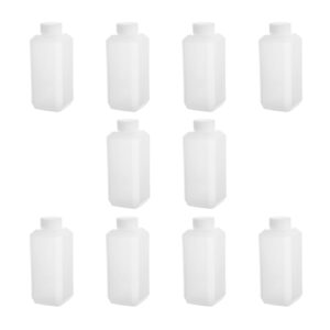 bettomshin 10pcs narrow mouth hdpe reagent bottle, 250ml/8.45oz square plastic lab chemical reagent bottle, leak proof, translucent sample sealing liquid/solid storage container with caps