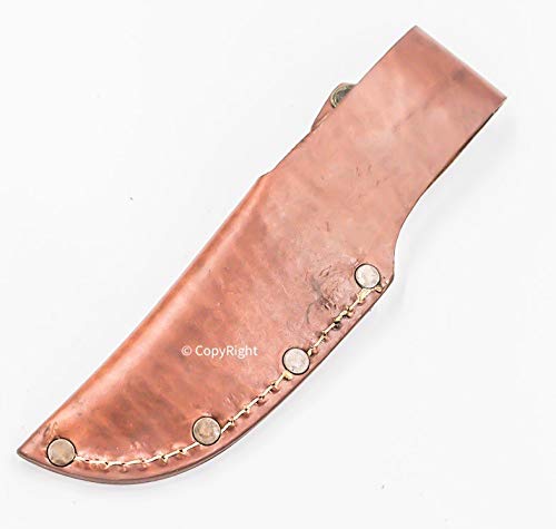 DamaskerUS 7.5" Custom Handmade Pure Leather Sheath for Blade Knife Engraved New - Brown