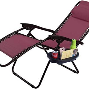 topment Outdoor Zero Gravity Lounge Chair with Pillow & Utility Tray, Folding Patio Lawn Beach Recliner(Wine)